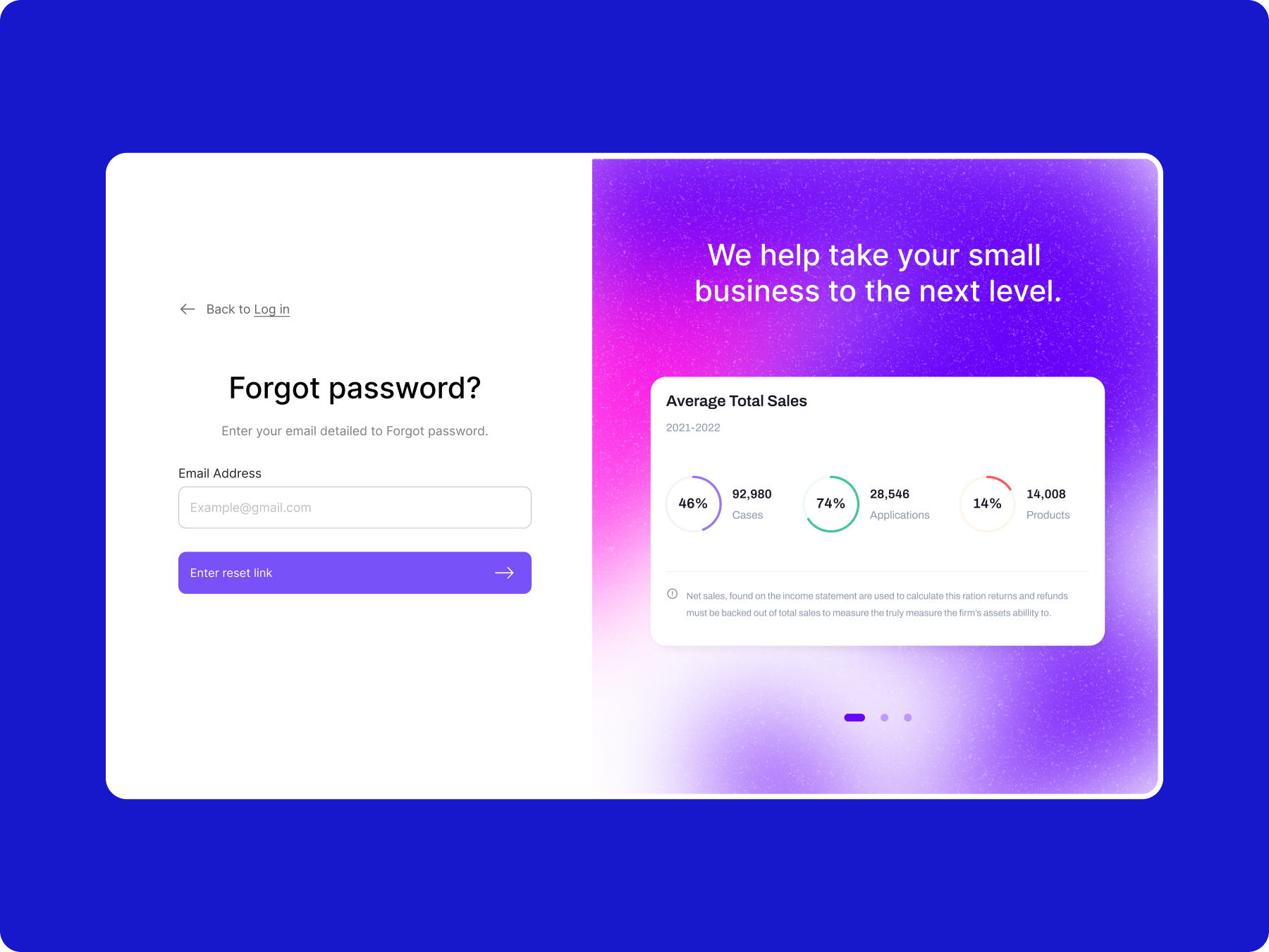 Forgot Password Form with SaaS Website